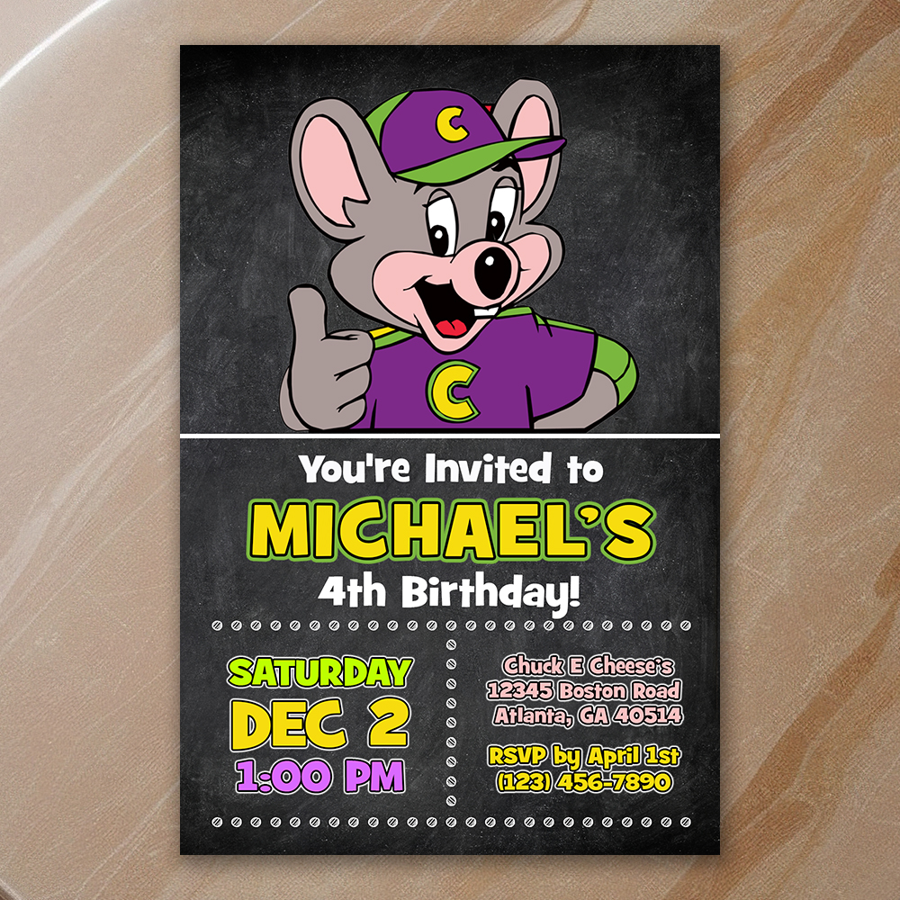 Chuck E Cheese Invitations - General Prints - Custom Birthday ...