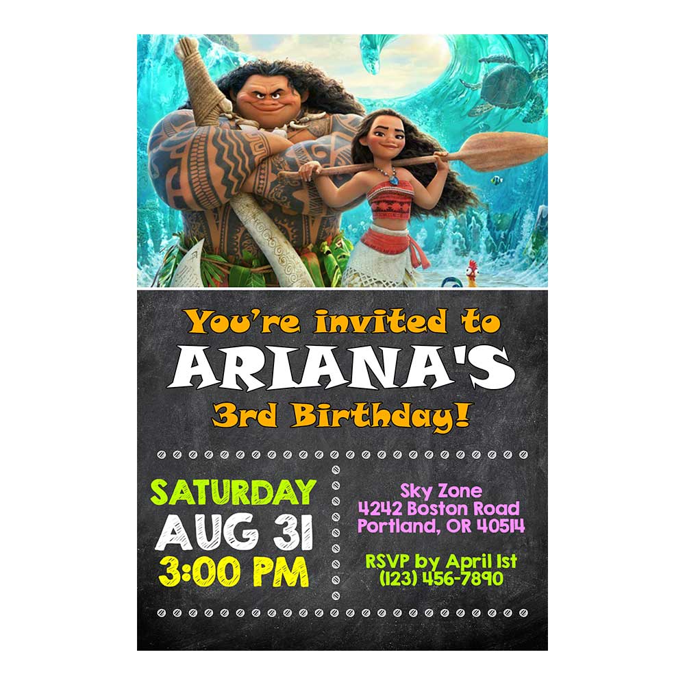 Moana Invitations Chalkboard - General Prints - Custom Birthday ...