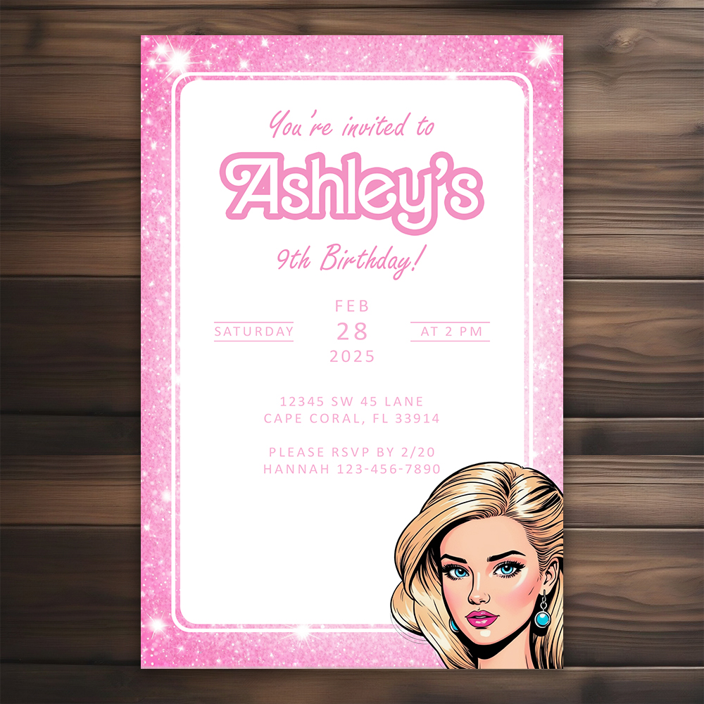 Barbie Invitations - 4 - General Prints - Custom Birthday Invitations ...