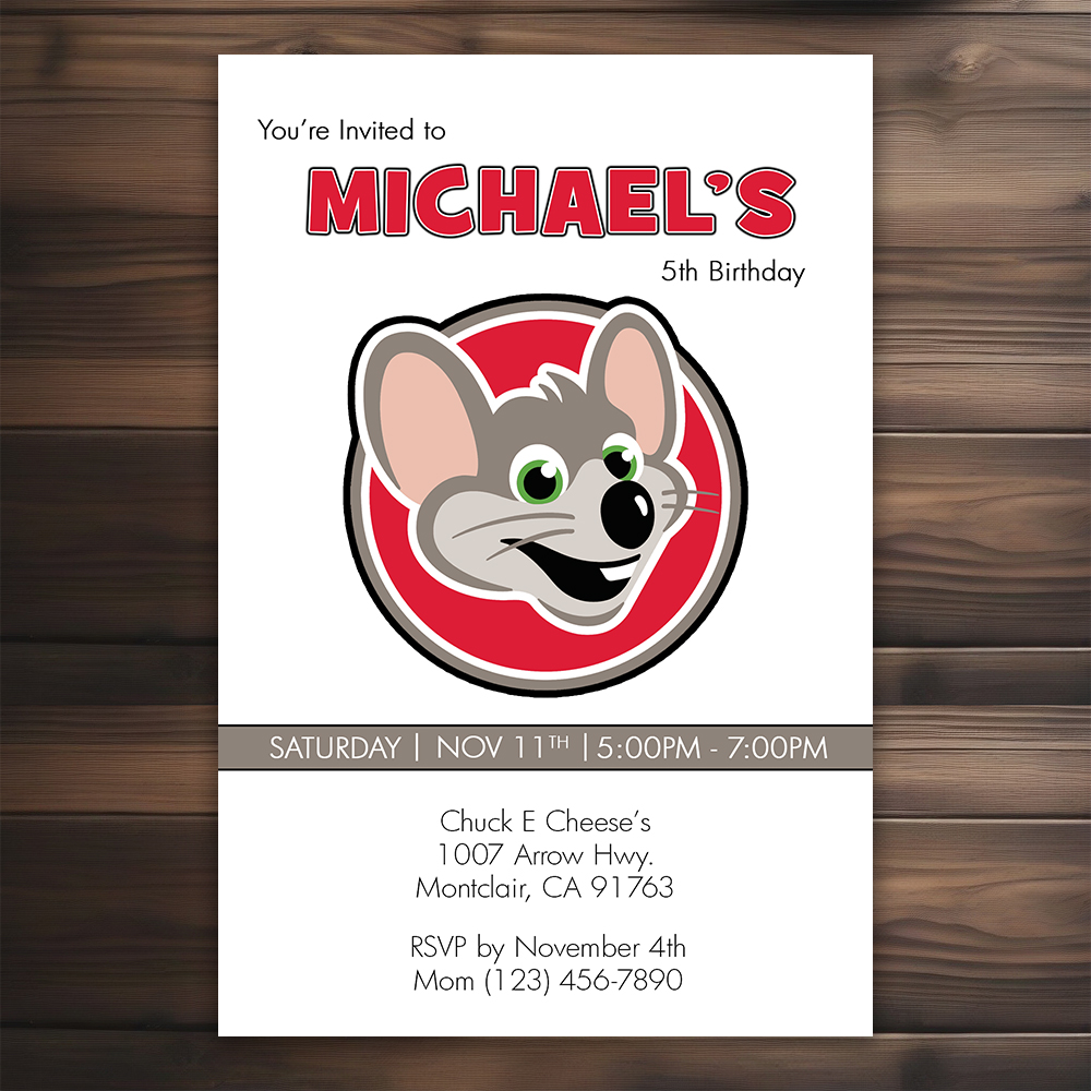 Chuck E Cheese Invitations #2 - General Prints - Custom Birthday ...