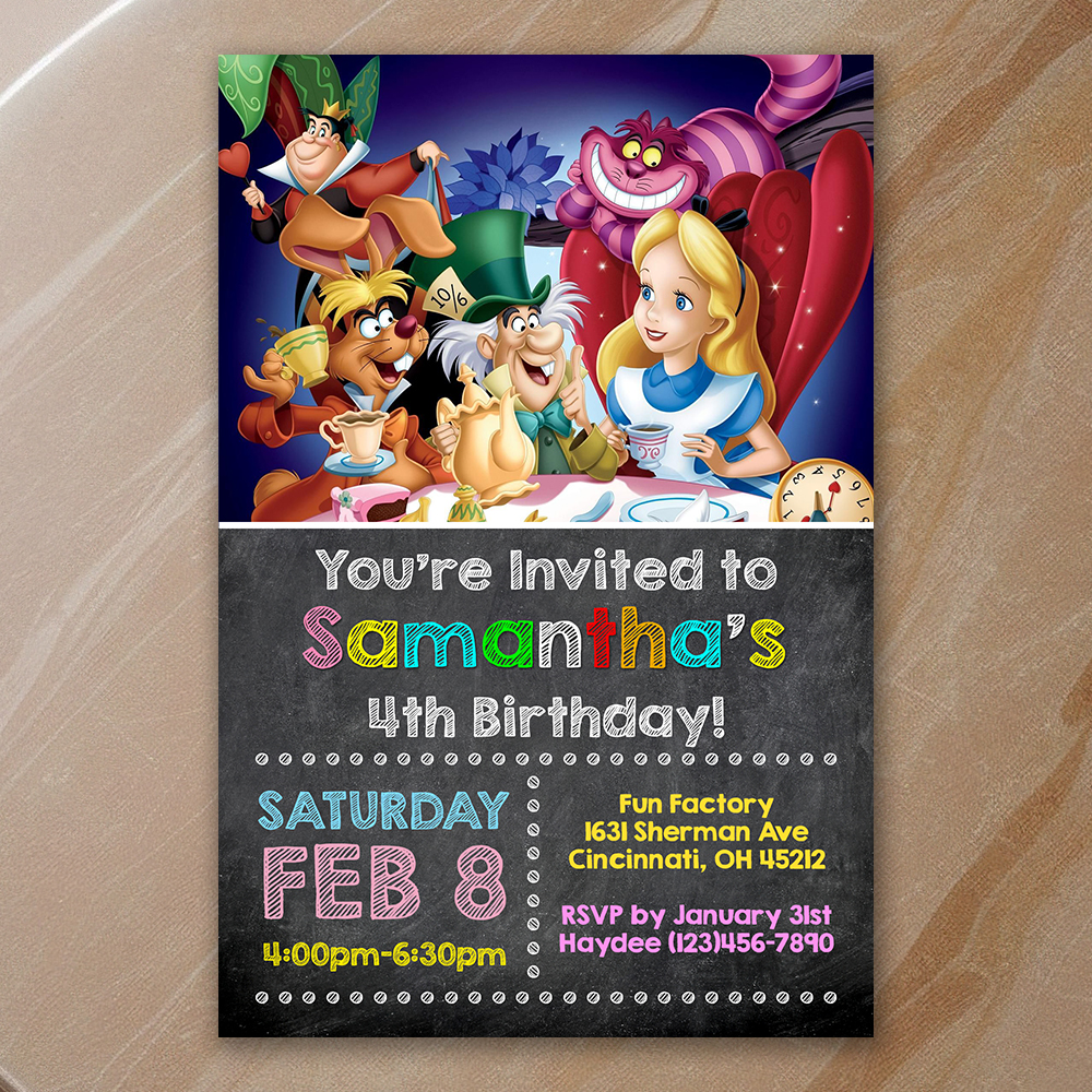 Alice in Wonderland Invitations - General Prints - Custom Birthday ...