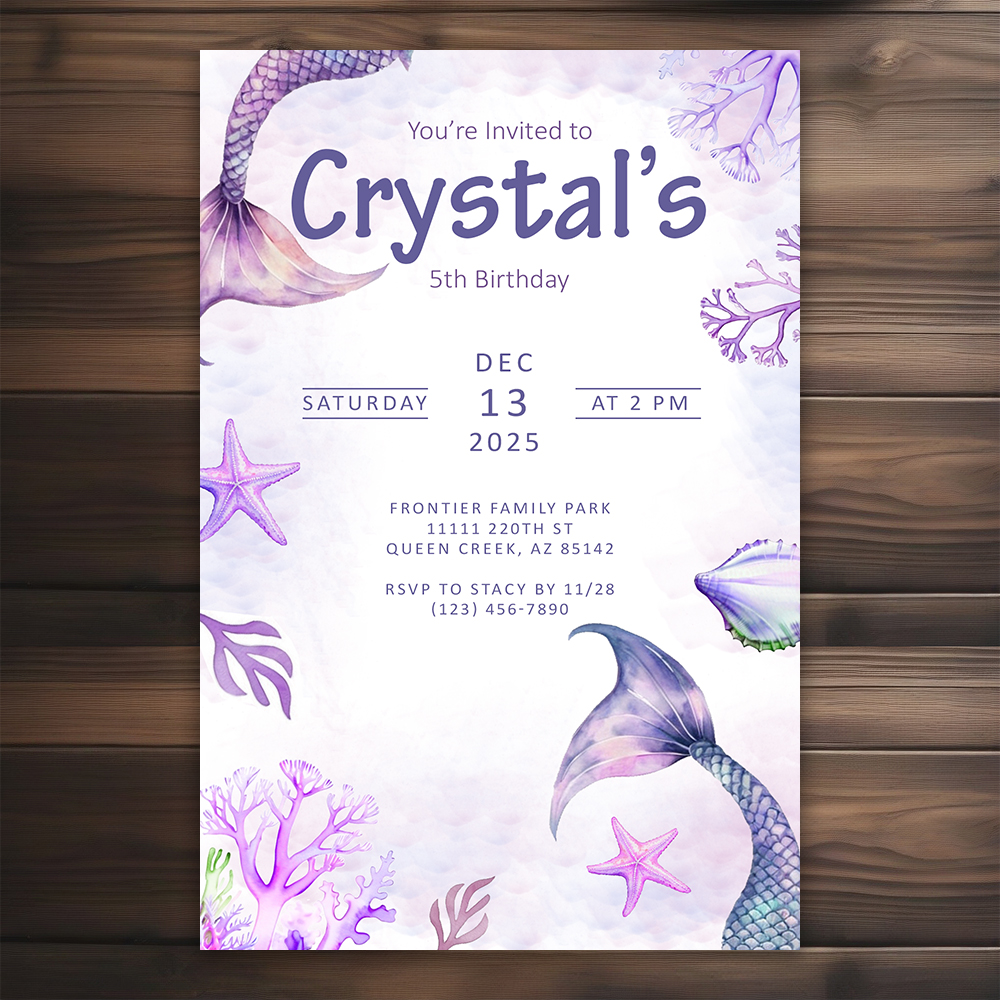 Mermaid Invitations - General Prints - Custom Birthday Invitations ...