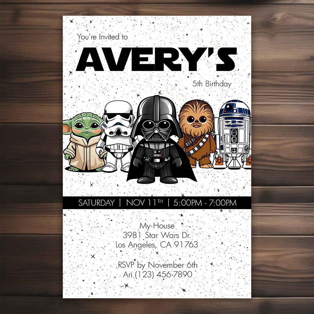 Star Wars Invitations - General Prints - Custom Birthday Invitations ...
